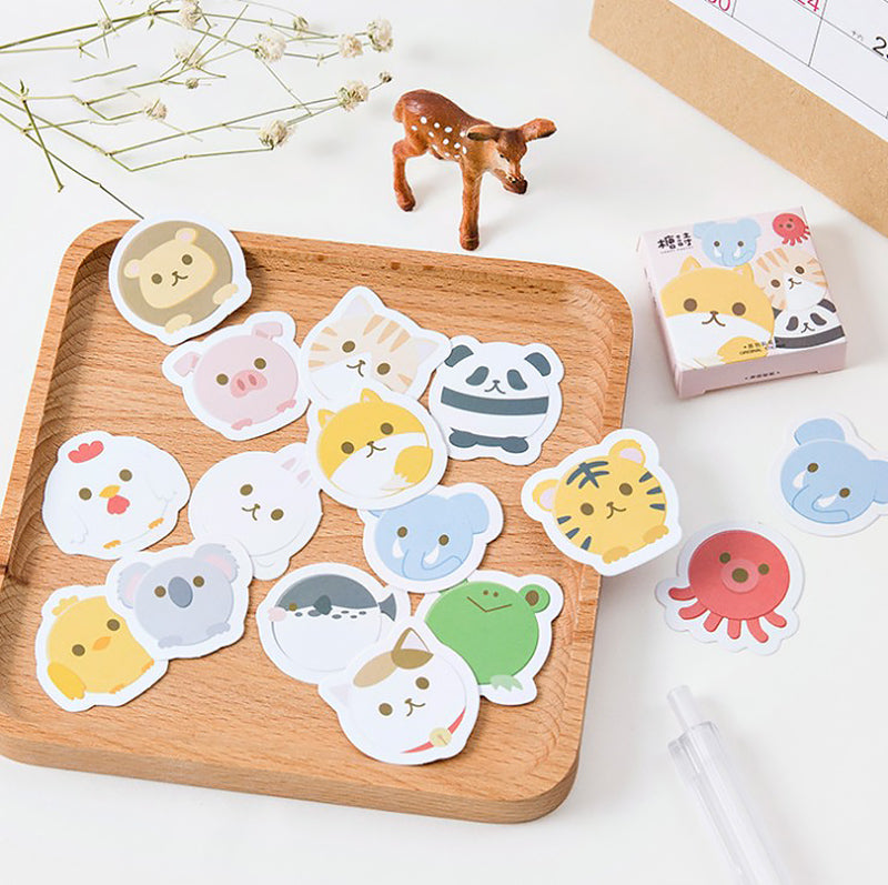 Animal Friends Cartoon Round Paper Stickers 45 Pcs — A Lot Mall