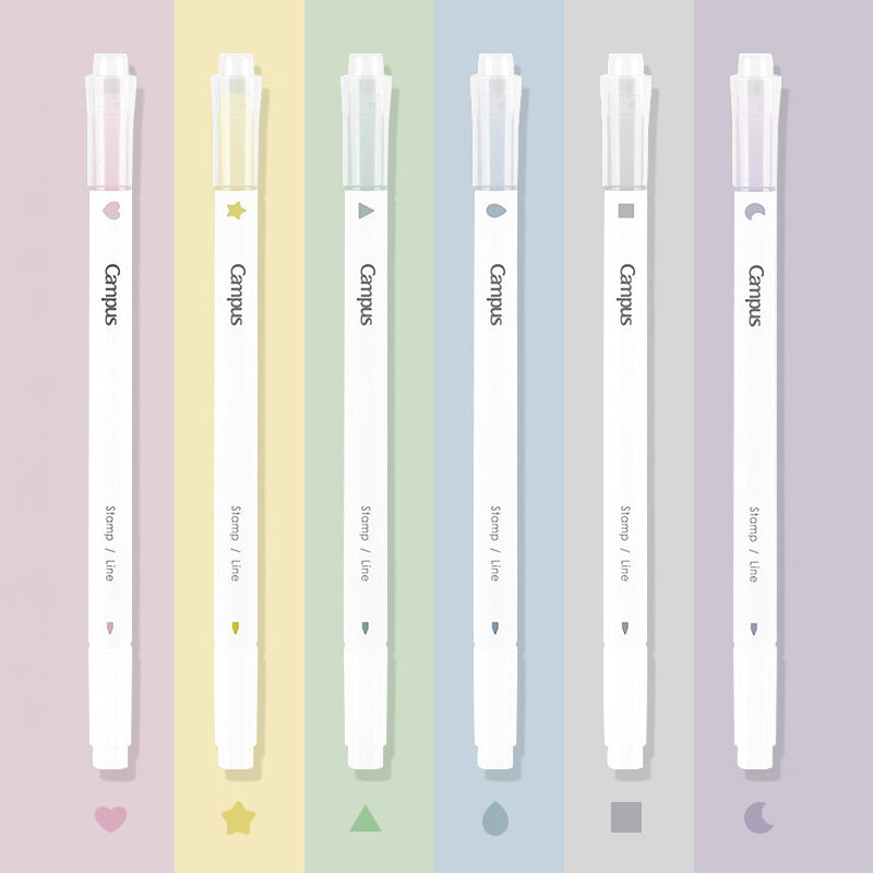 KOKUYO Campus Dual Tip Stamp Line Marker [6-Colors Set]