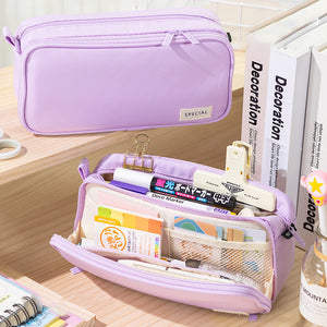 Large Flip Drawer Double Sided Zipper Rectangular Pencil Case — A Lot Mall