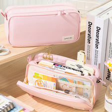 Large Flip Drawer Double Sided Zipper Rectangular Pencil Case — A Lot Mall