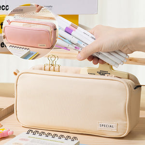 Large Flip Drawer Double Sided Zipper Rectangular Pencil Case — A Lot Mall