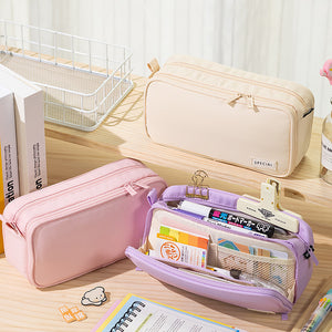 Large Flip Drawer Double Sided Zipper Rectangular Pencil Case — A Lot Mall