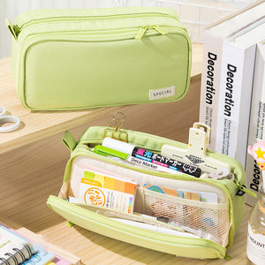 Large Flip Drawer Double Sided Zipper Rectangular Pencil Case — A Lot Mall