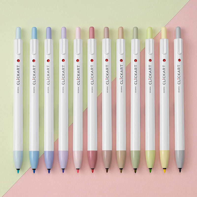 Zebra CLiCKART Retractable Felt Tip Marker [12 / 36-Colors Box Pack]