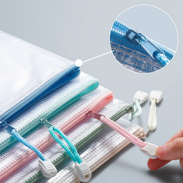 A4 Size Zipper Mesh Document Bag [5 / 10-Pack]