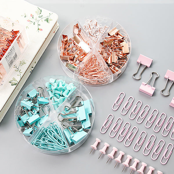 Binder Clip, Paper Clip, Push Pin 3-in-1 Mixture Set — A Lot Mall