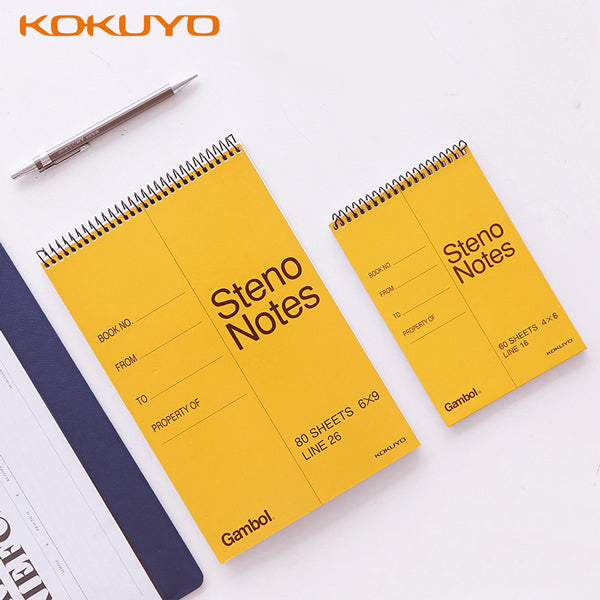 KOKUYO Gambol Steno Notes Top Spiral Bound Notebook Lined, A5/A6 — A ...