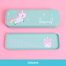 Pastel Color Cartoon Two Layers Metal Pencil Box Bundle