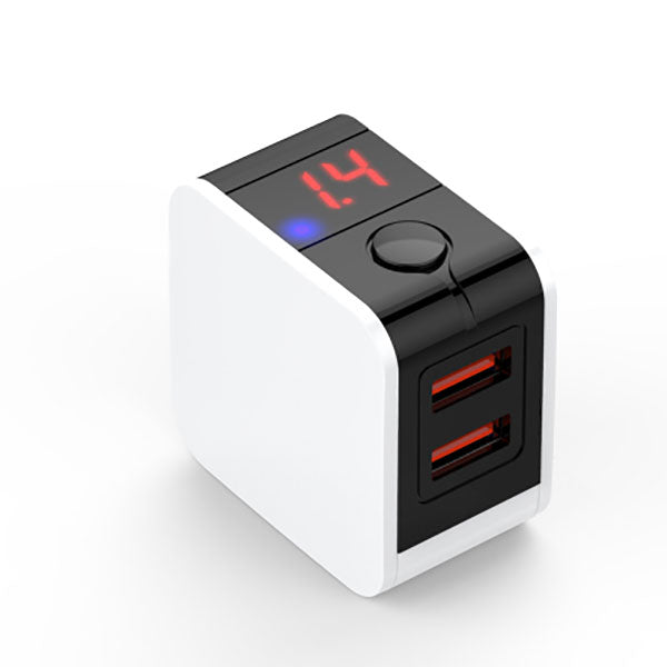 USB Power Adapter Digital Display 2 Ports 2.4A Max (USA, Canada Type A